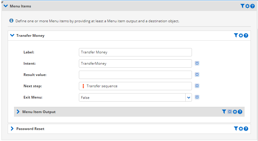 Alvaria Documentation - Menu Items Section