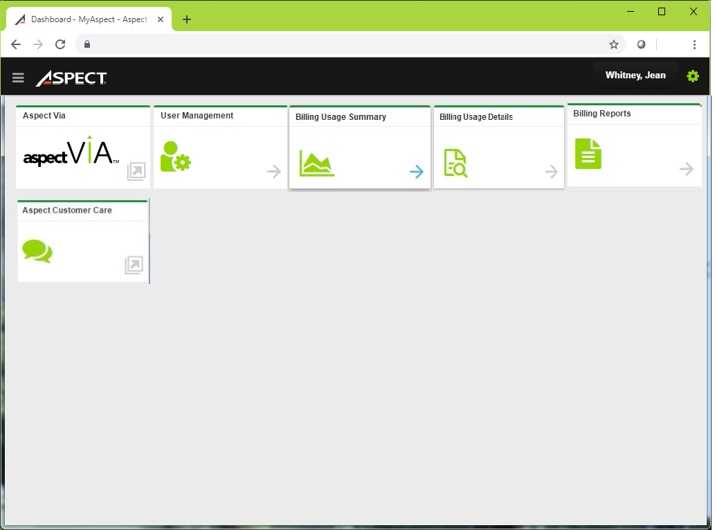 Aspect® Via® Inbound/Outbound 19 - Access the Aspect Customer Center