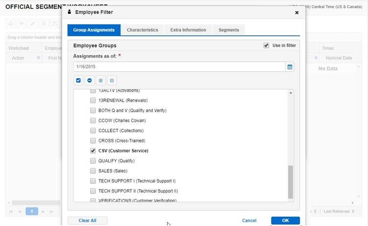 Alvaria Documentation - Segment Worksheet
