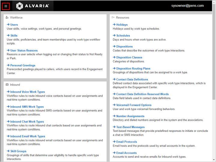 Alvaria Documentation - Accessing the Configuration Manager