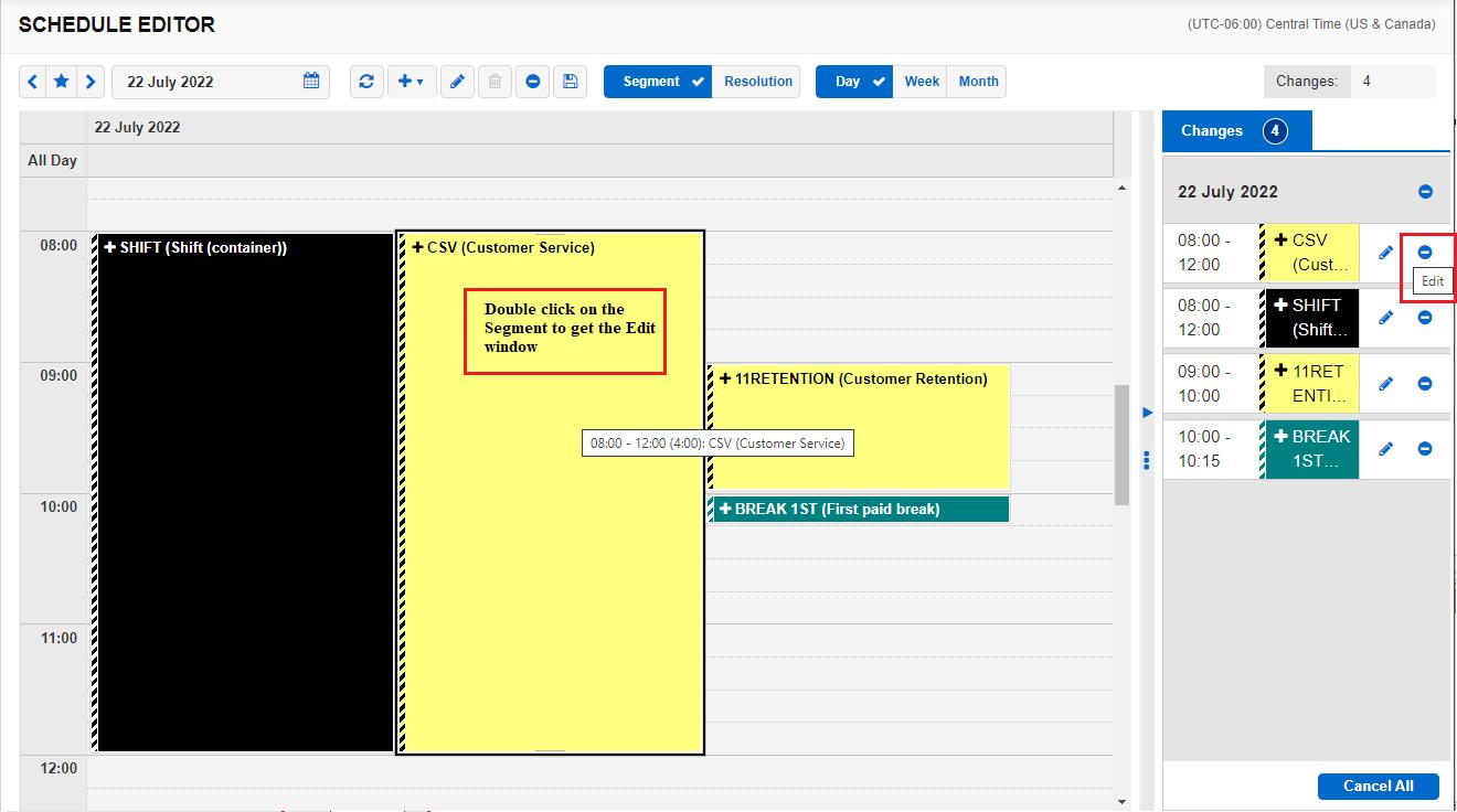Alvaria Documentation - Editing a General Segment