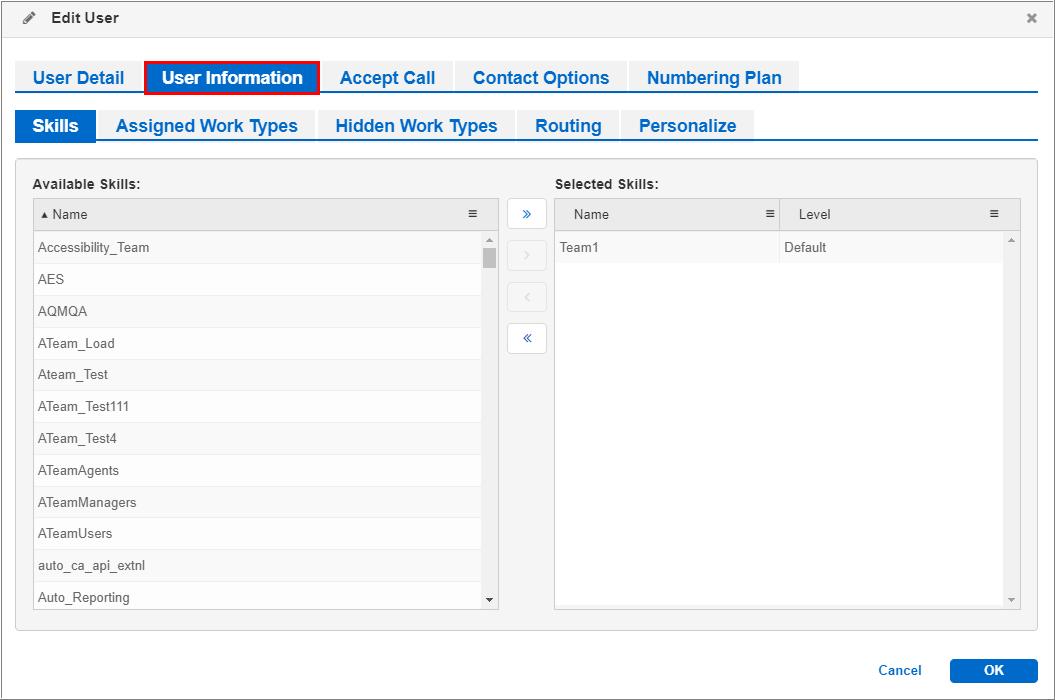 Alvaria Documentation - Configure or Edit a User's Settings