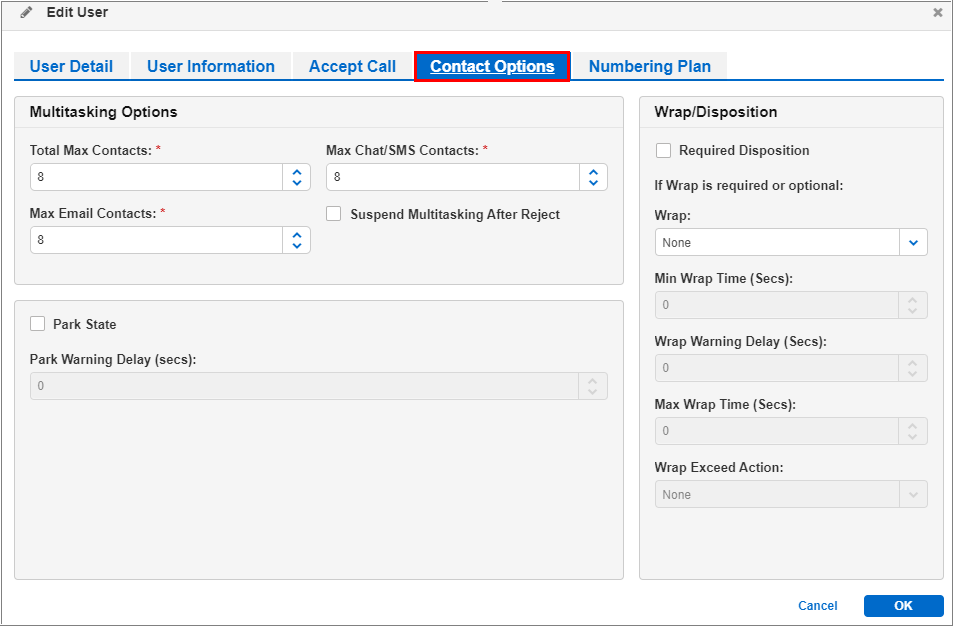Alvaria Documentation - Configure or Edit a User's Settings