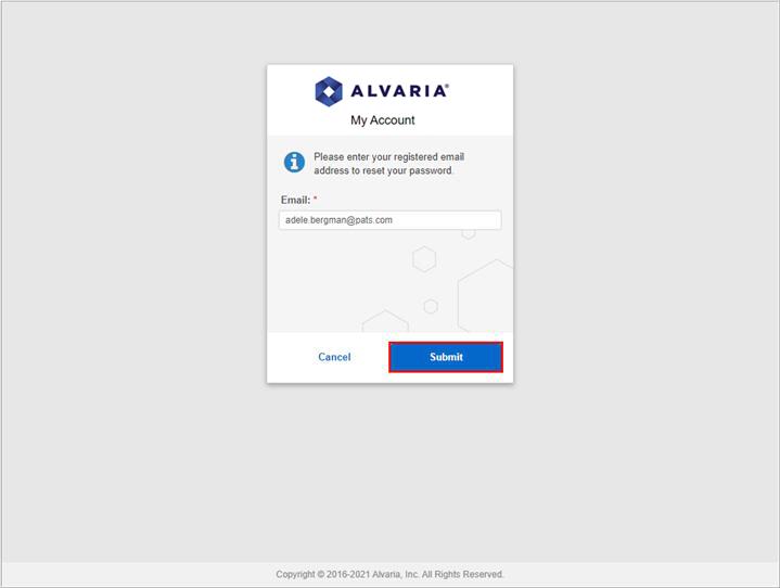 Alvaria Documentation - Retrieve a Forgotten Password