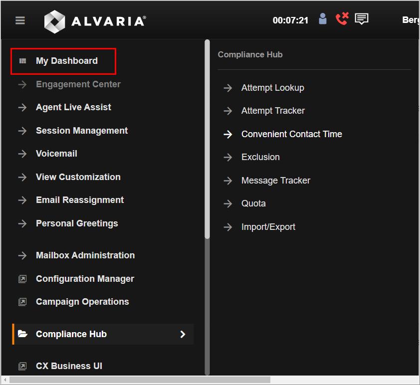 Alvaria Documentation - Use the Navigation Button