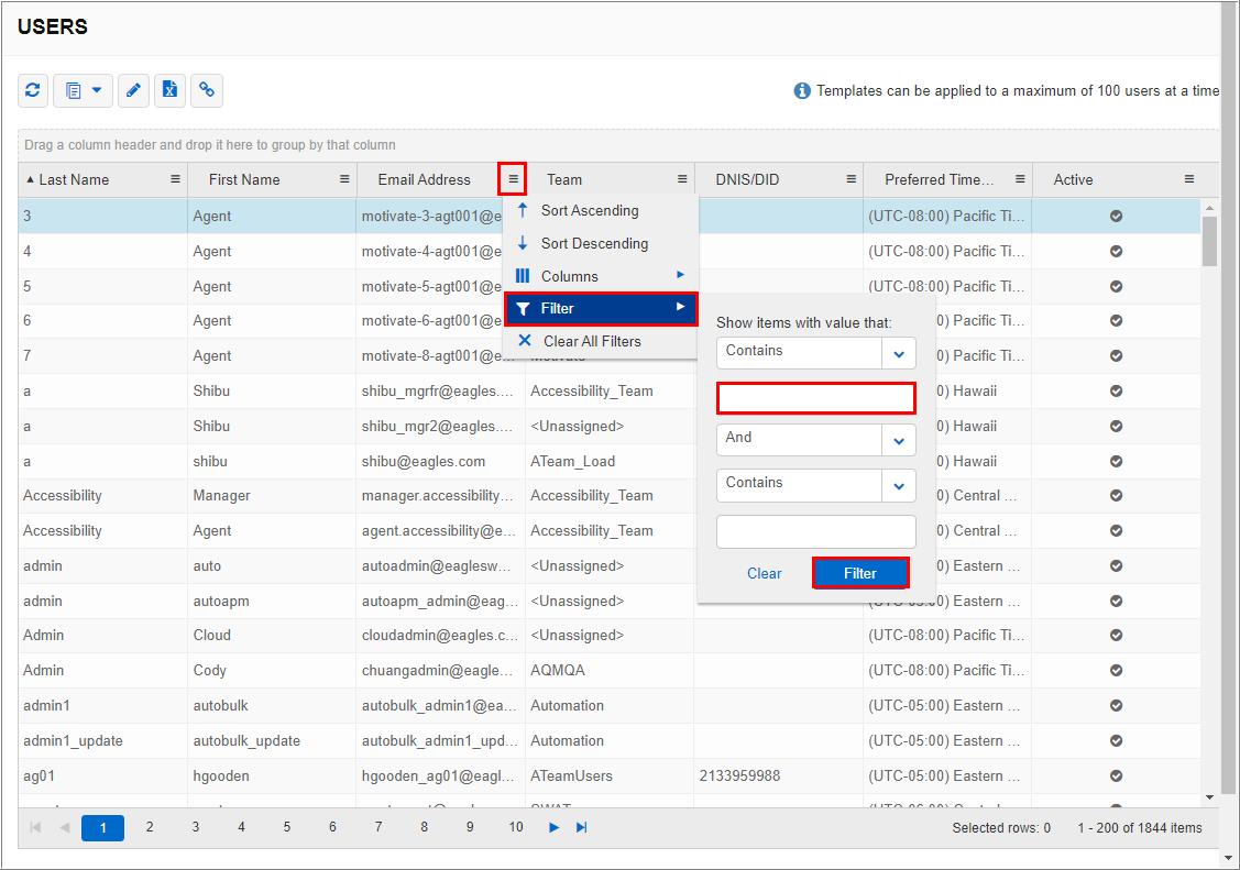 Alvaria Documentation - Configure or Edit a User's Settings