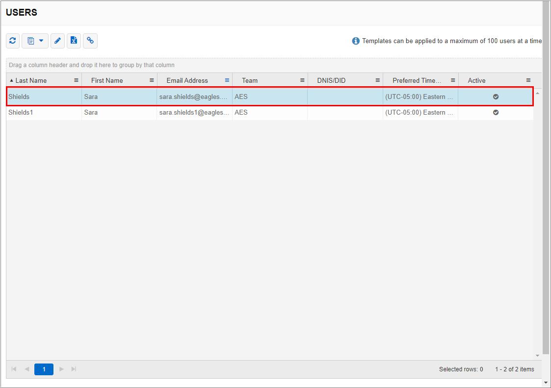 Alvaria Documentation - Configure or Edit a User's Settings
