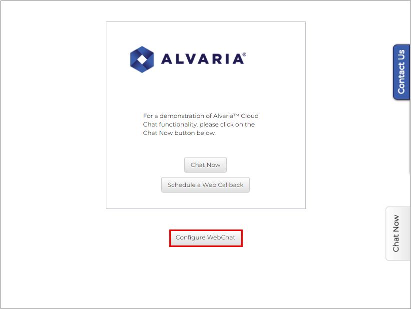 Alvaria Documentation - Configure the Web Chat Demo Page