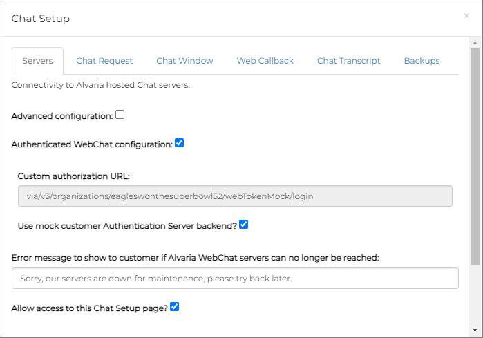 Alvaria Documentation - Configure the Web Chat Demo Page