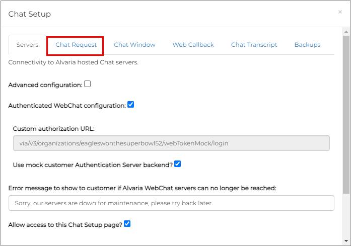 Alvaria Documentation - Configure the Web Chat Demo Page
