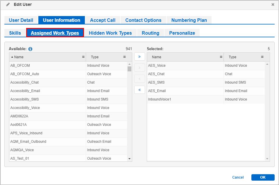 Alvaria Documentation - Configure or Edit a User's Settings
